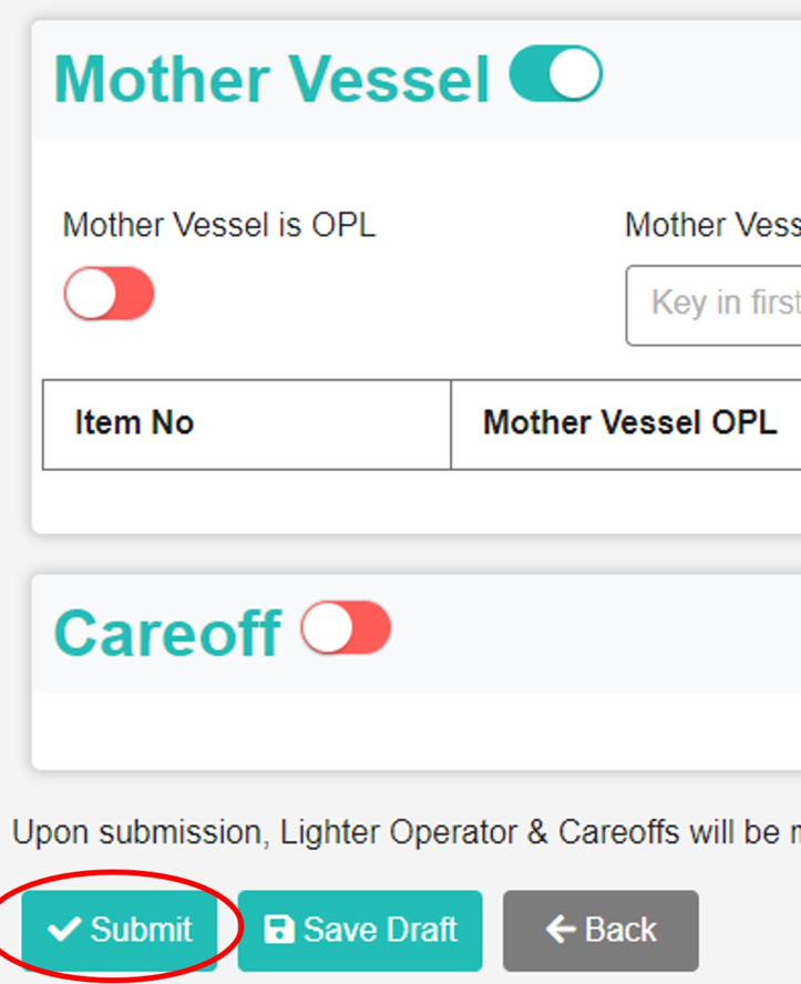 What document is required for ship stores at both Penjuru Lighter ...